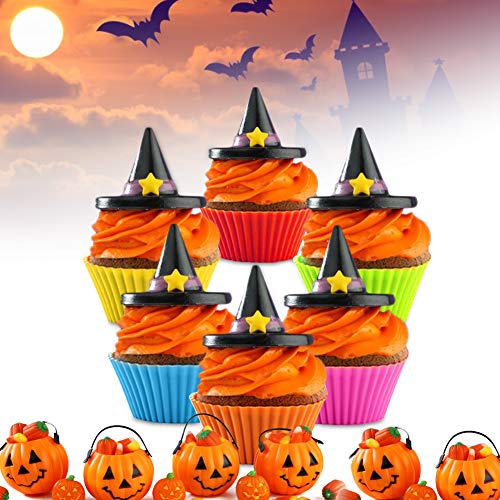 BiaoGan Extra Large Reusable Silicone Baking Cups,12 Pack Nonstick Muffin and Cupcake Liner,6 Rainbow Colors