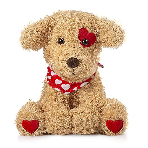 GSUIVER 10" Valentine's Day Valentines Gift for Children Kids, Girlfriend, Boyfriend, Plush Stuffed Animal (2 Pack Puppy)