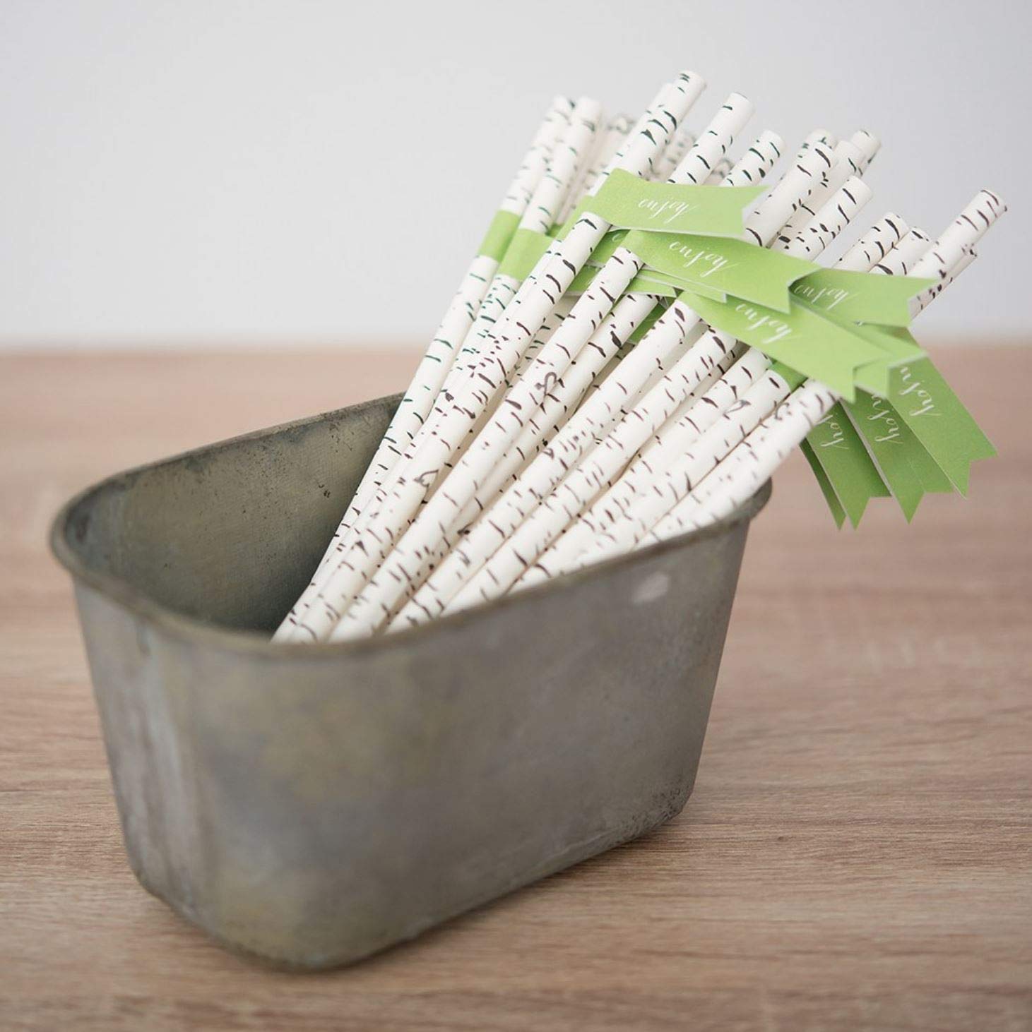 Birch Bark Love Print Paper Drinking Straw (Pack of 25)