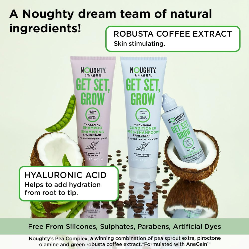 Noughty Get Set, Grow Hair Growth Conditioner Vegan Thickening Regrowth Repair Volumizing Hair, 250 ml, 8.4oz