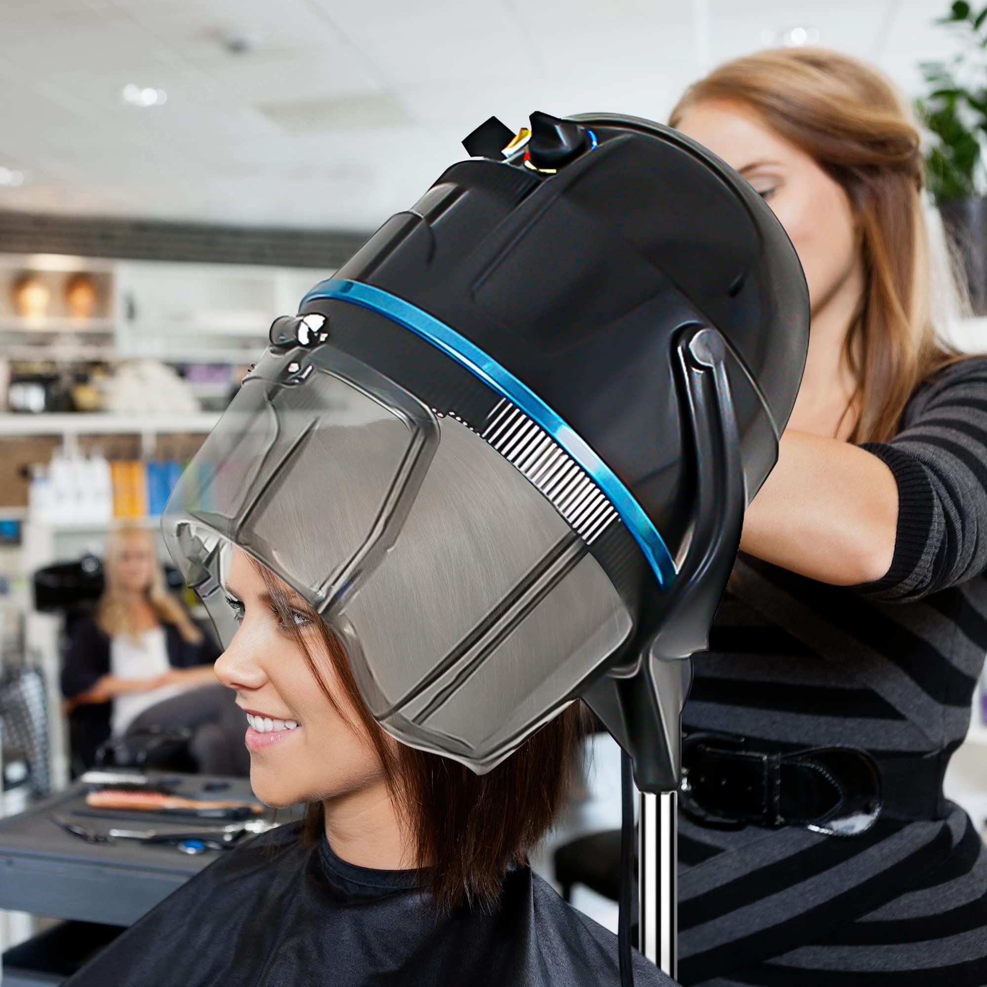 Nova Microdermabrasion Professional Hooded Floor Hair Dryer Adjustable Bonnet Hair Dryer Stand Up with Timer and Rolling Wheels for Beauty Spa Home Salon Equipment