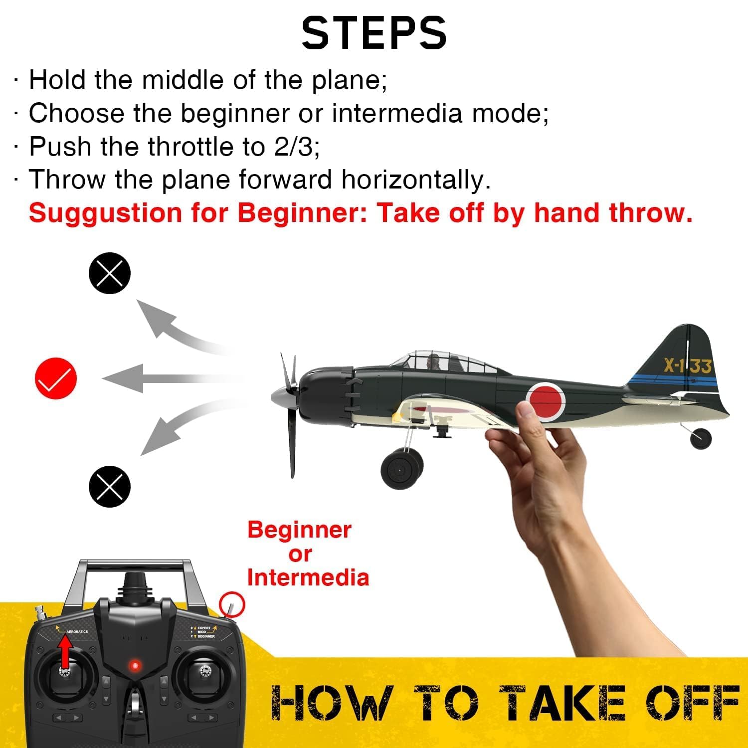 VOLANTEXRC RC Plane 4-CH RC Airplane P51 Mustang Ready to Fly, WWII Remote Control Plane with Xpilot Stabilization System, One Key Aerobatic for Beginners, Adults (761-5 RTF)