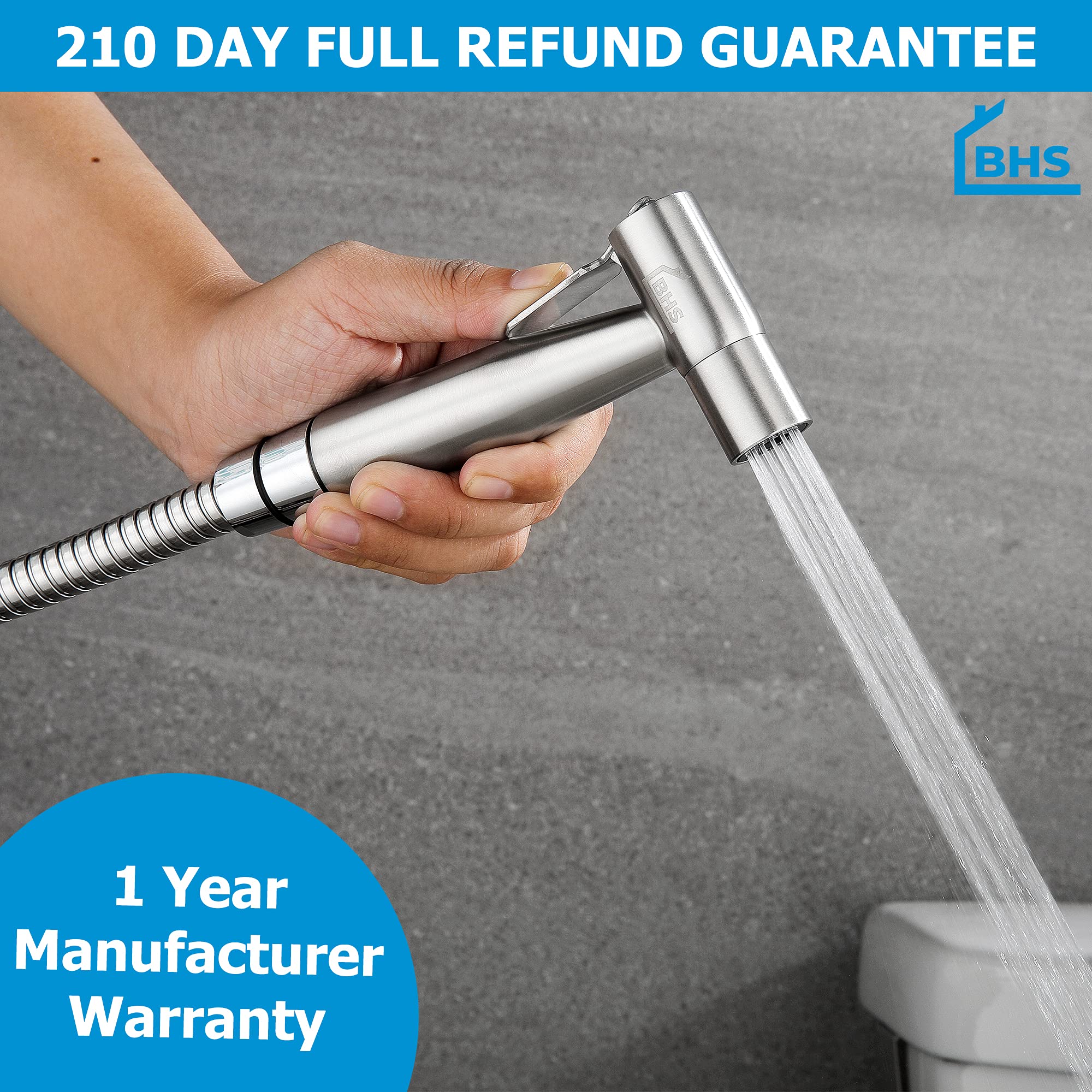 BHS I Bidet Sprayer for Toilet by Premium Stainless-Steel, Badette Toilet Attachment for Baby Wash, Luxury Handheld Bidet Easy to Install I Muslim shower Give Refreshment