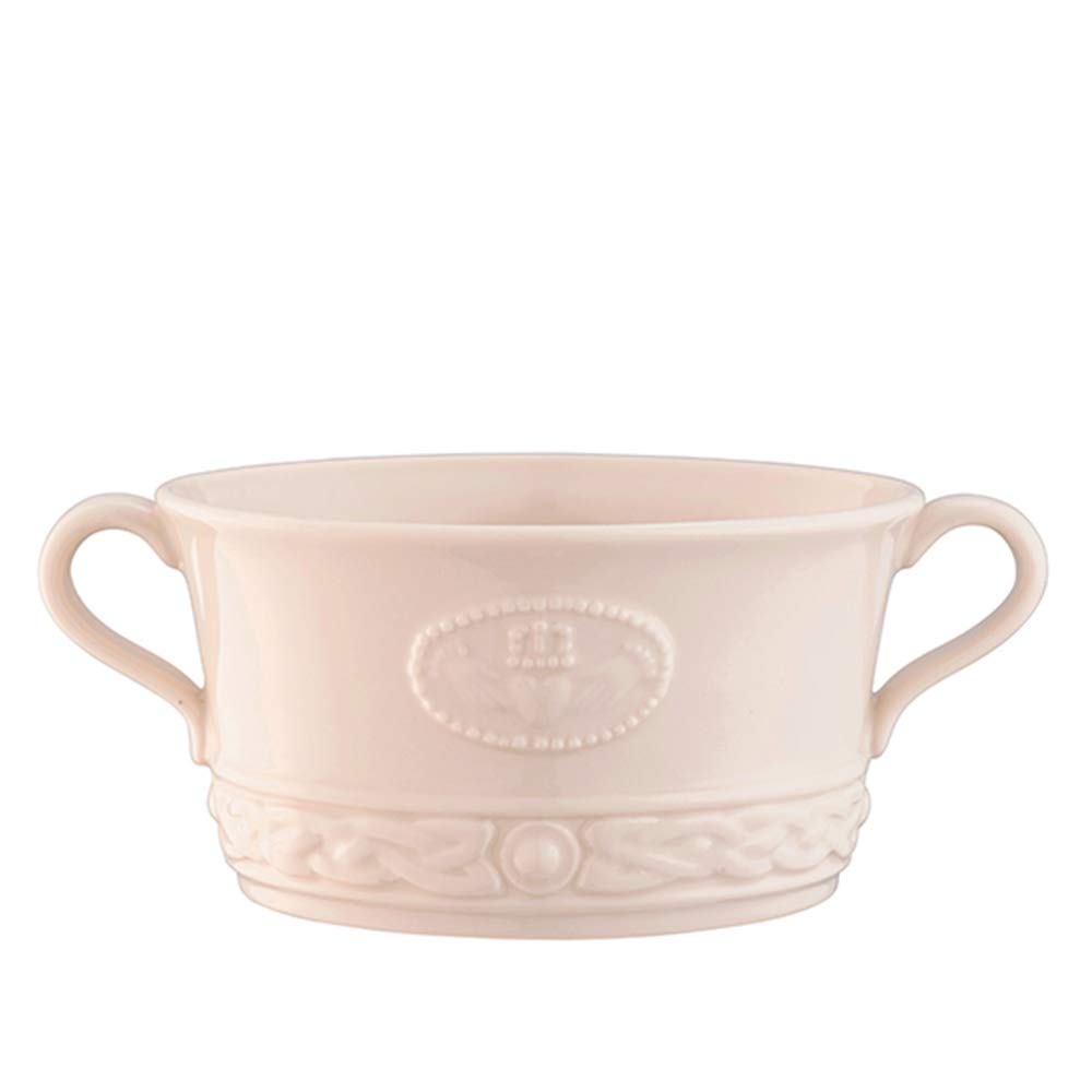 Belleek Claddagh Handled Soup Bowl, Porcelain