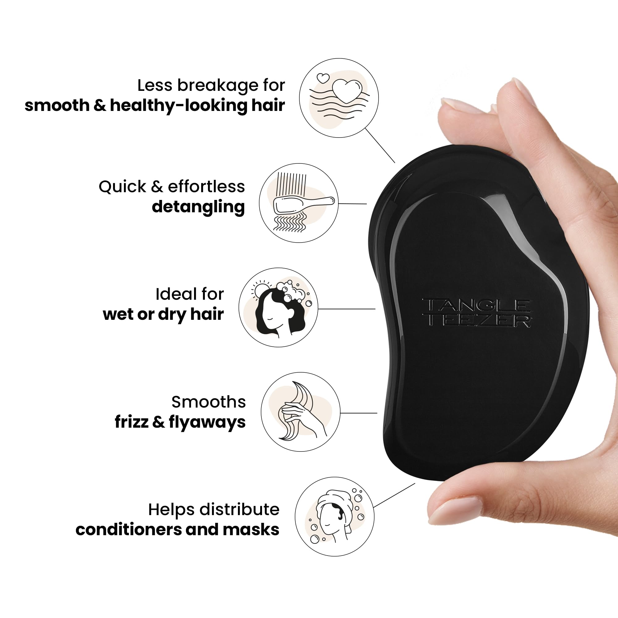 Tangle Teezer Original Detangler Brush, Dry & Wet Hairbrush for All Hair Types, Panther Black