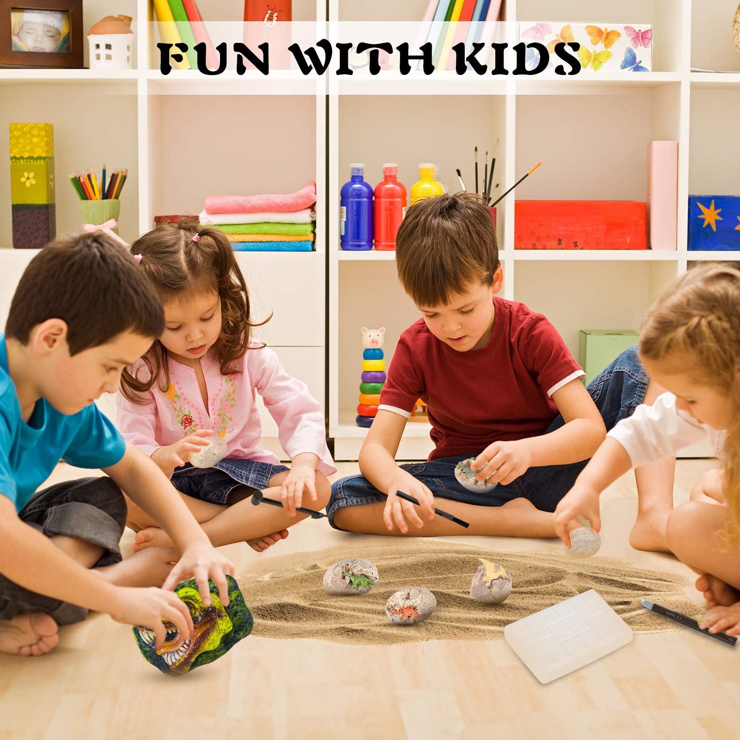 Dinosaur Fossil Digging Kit for Kids, Dinosaur Eggs Excavation Dig Kit, Dinosaur Toys for Kids 5-7 8-12, Great Birthday for Boys and Girls