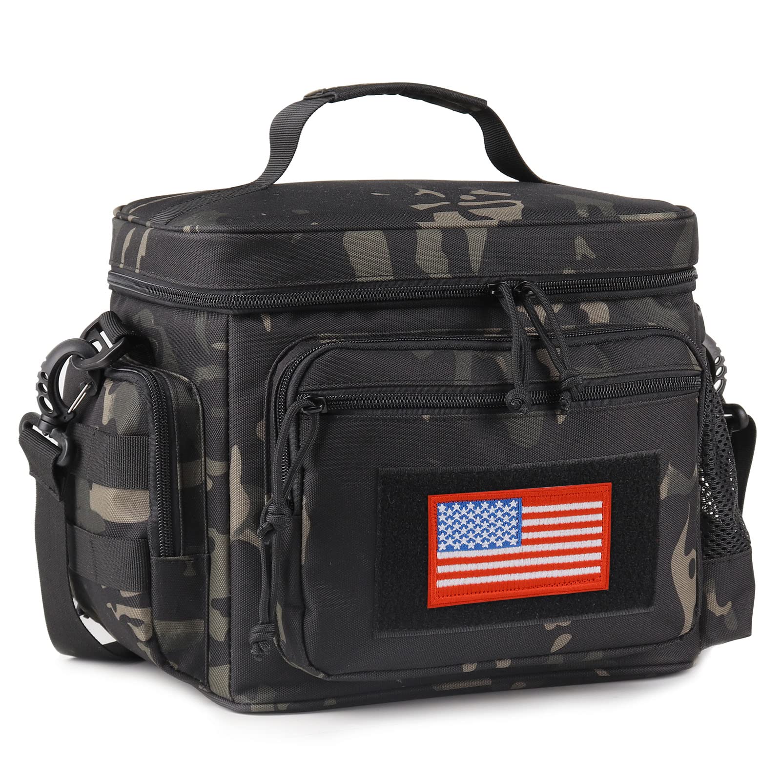 ATRIPACK Tactical Lunch Bag Medium Size (Camo-Black)& Tactical Pencil Case for Men Women Teens Boys Girls (Green)