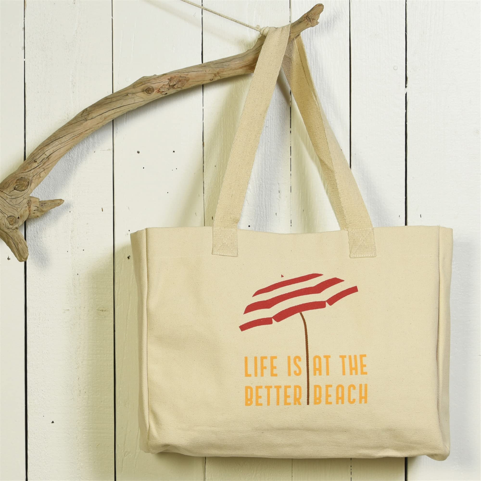 AREOhome HomArt Life Is Better At The Beach Tote, 18-inch Length, Canvas