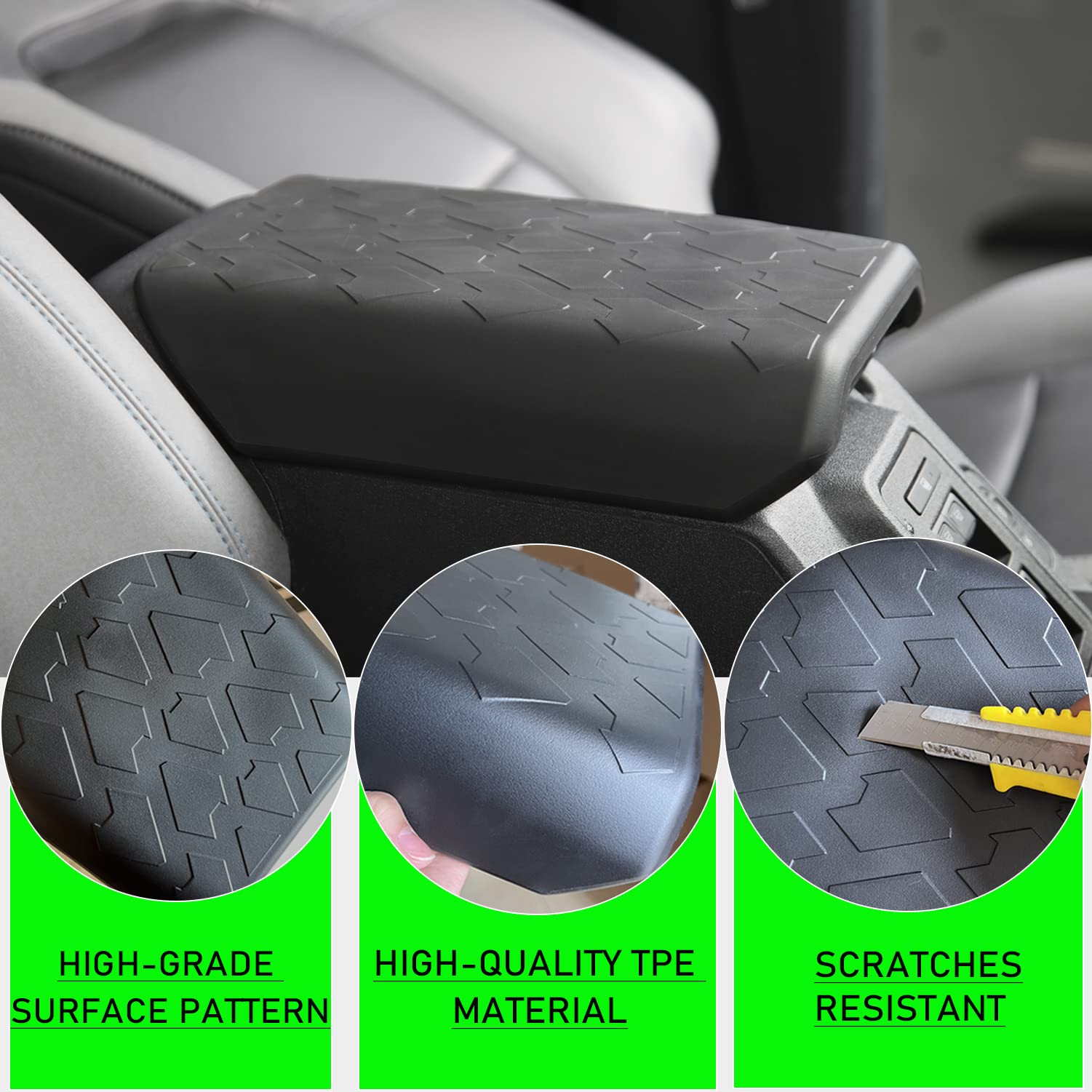 ANMOSVO for Ford Bronco 2021 2022 2023 2024 Center Console Cover - TPE & Waterproof Car Armrest Pad Cover, Scratch Resistance Armrest Cushion 2021 2022 2023 2024 Bronco 2/4 Doors Interior Accessories
