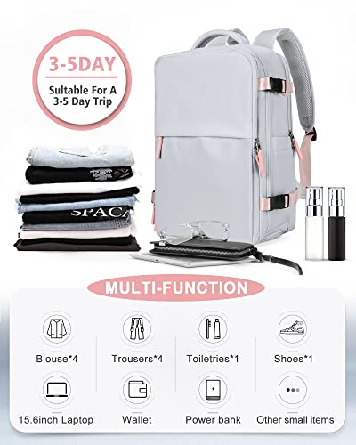 bergsalz Travel Backpack Essentials For Women Men Grey Airline Approved Personal Item Travel Bag Carry On Bag Gym Waterproof Backpack Purse College Laptop Bag
