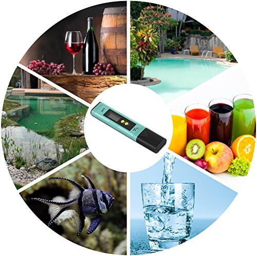 PH Meter with Automatic Calibration | 7Pros Digital Water Tester, Built-in ATC, 6 pH Calibration Packets, Great Tool to Test PH of Hydroponics, Kombucha, Wine, Drinking Water (Blue)