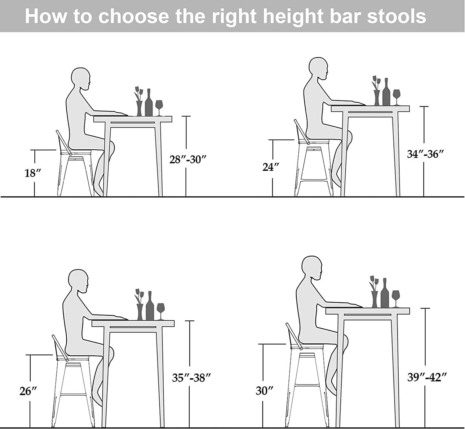 Changjie Furniture 18 Inch Stools Backless Industrial Metal Bar Stools Kitchen Stackable Stools Short Stools School Classroom Stools Metal Dining Chairs Set of 4 (18 inch, Matte Black)