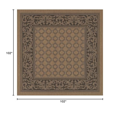 Couristan Recife Garden Lattice Indoor/Outdoor Area Rug, 8'6" Square, Cocoa-Black