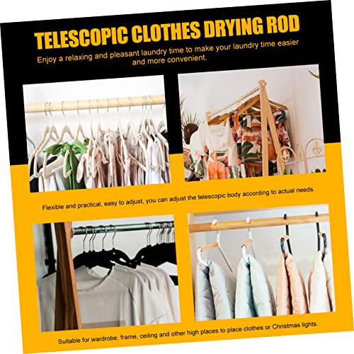 CAXUSD Clothes Pole Adjustable Curtain Rods Outdoor Clothesline Heavy Duty Tension Rod Home Clothesline Rod Hanger Reach Pole Curtain Pull Alloy Silver Simple Pole for Clothes Light Shot