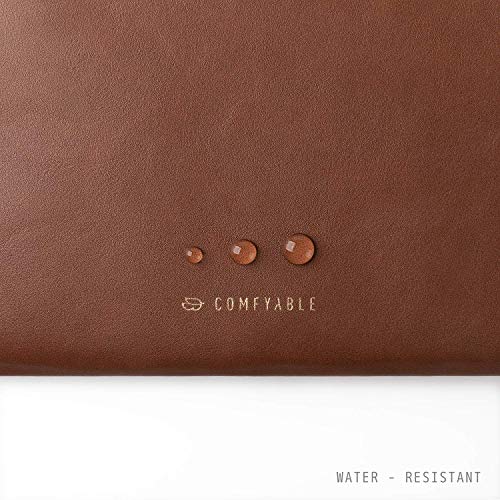 Comfyable Tablet Sleeve Compatible for iPad Pro 12.9 inch M2 2022 M1 2021 2020 with Smart/Magic Keyboard with Pencil Holder - PU Leather Bag Waterproof Slim Protective Cover Case - Brown