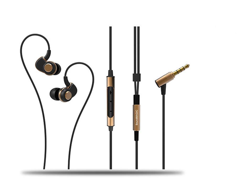 SoundMAGIC PL30+C Active Sport in-Ear Headphones with Microphone and Volume Control (Black/Gold)