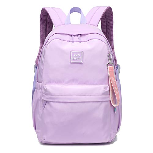 Caran·Y Kids Backpack Girls and Boys Classic School Backpack Light Weight Two Size Multi-pocket L-Purple Suitable for ages 6+ and above(Purple)