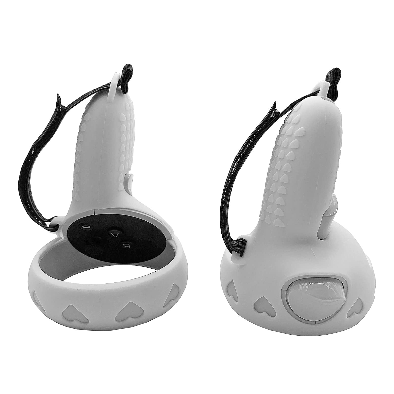 AreMe Silicone Skin Case Cover Protector Accessories with Knuckle Straps for Meta/Oculus Quest 2 Controller (White, 1 Pair)