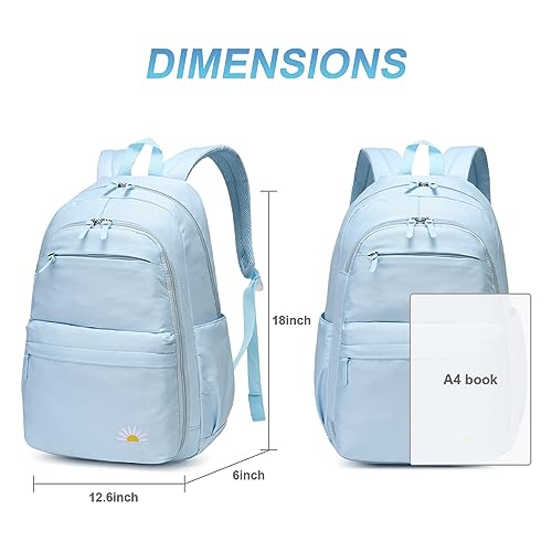 Caran·Y Kids' Backpacks Multipurpose, Waterproof,Spacious Lightweight School Bookbag for 15.6-inch Laptop,Bottle Side Pockets and Suitable for Ages 6 and Up Girl Boy Toddler Backpack(Aqua Blue)
