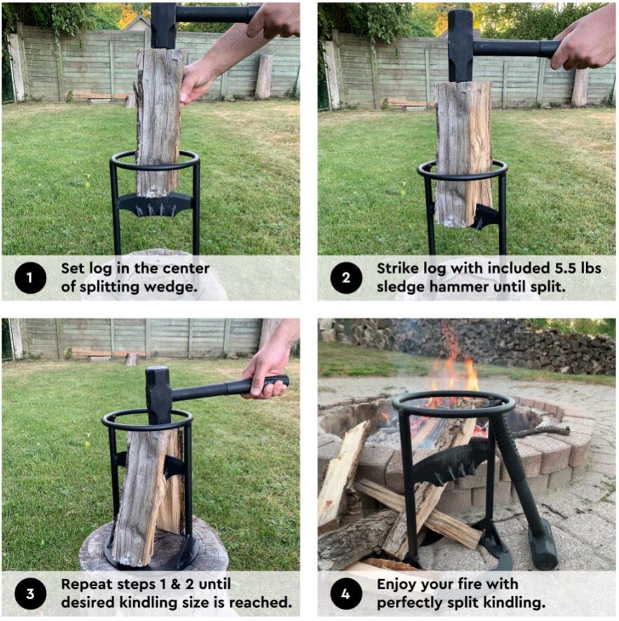 Blue Home XL Kindling Splitter β with 5.5 Lbs Sledge Hammer β Easy Portability β Manual Log Splitter (XL Kindling Splitter)