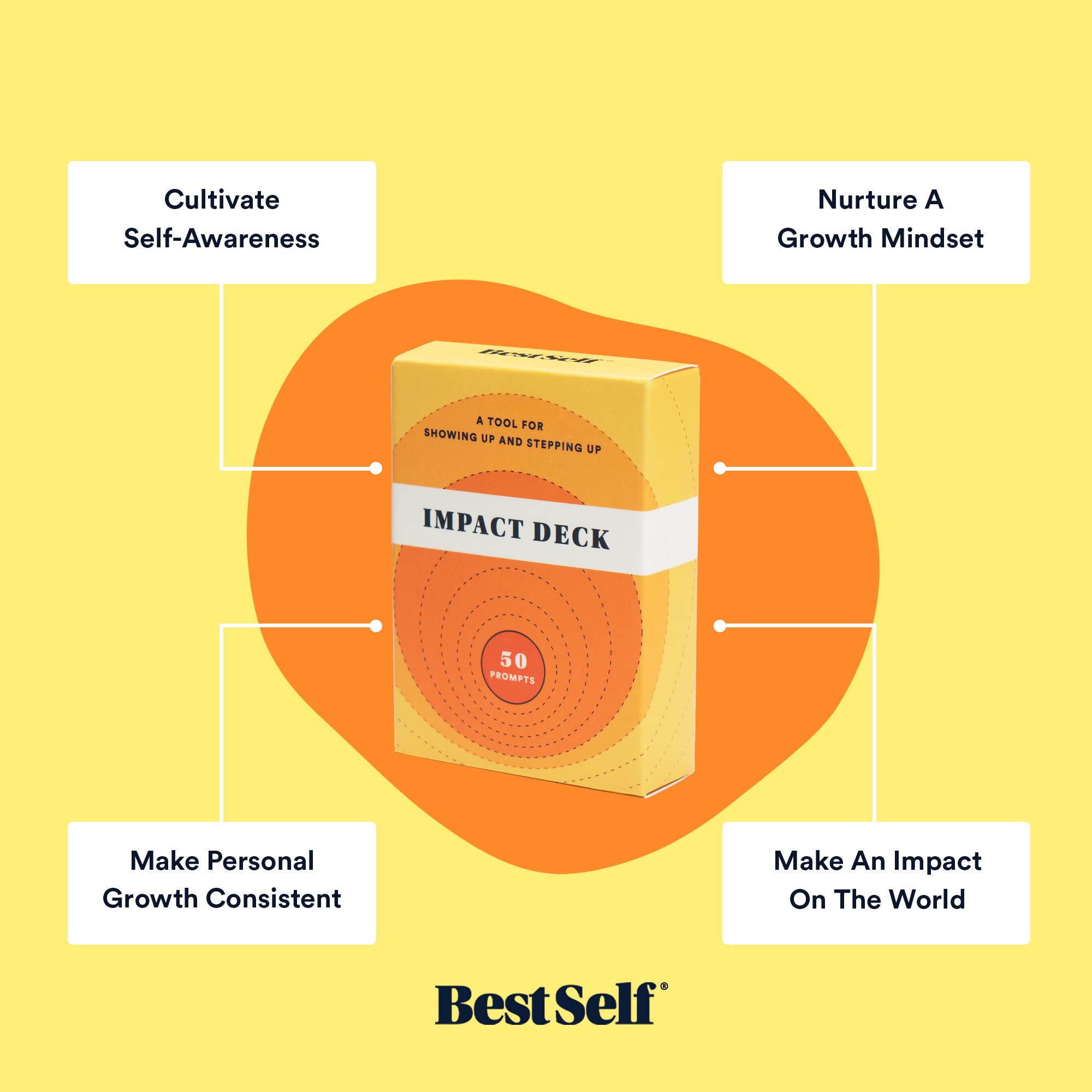 BestSelf Impact Deck - 20 Reflection & 20 Action Cards to Grow in Courage Over Comfort with 10 Affirmation Cards for Motivation