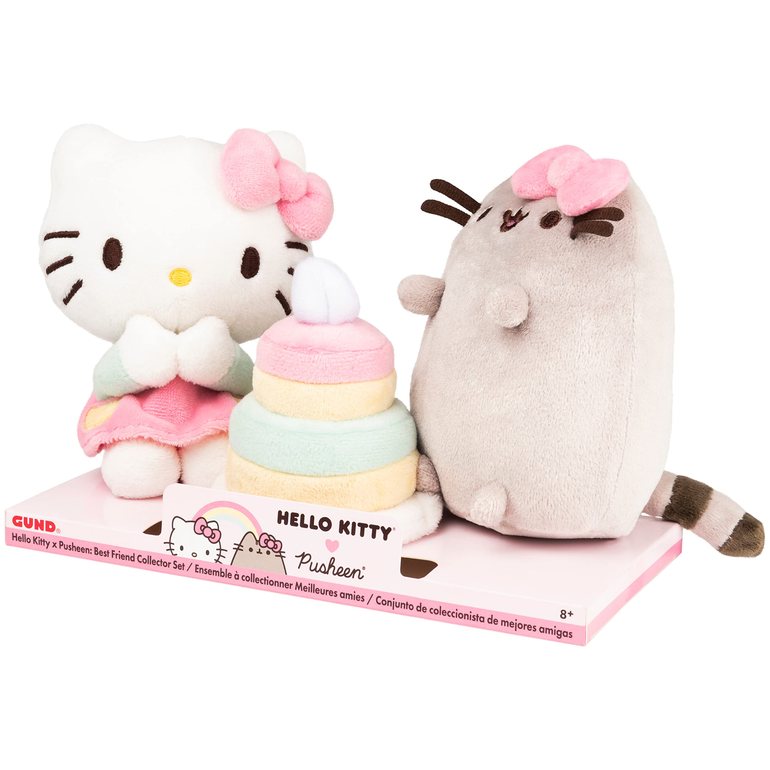 GUND Hello Kitty x Pusheen Best Friend Collector with Cake Set of 3 Plush, 4.5”