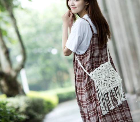 Donalworld Women Tassel Shoulder Bag Bohemian Beach Crochet Messenger Bags White