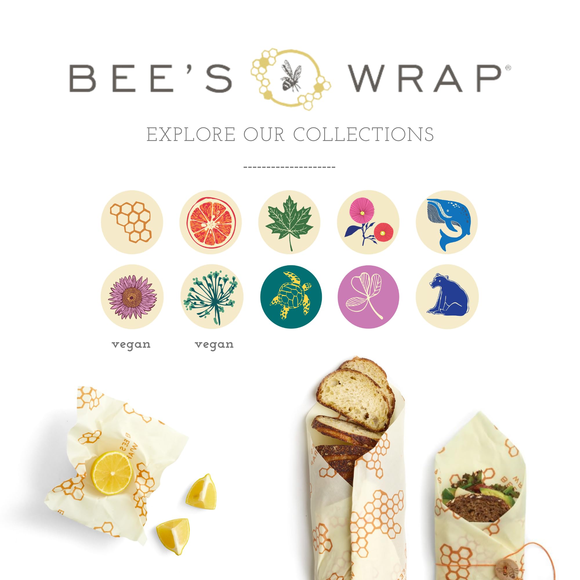 Bee's Wrap Reusable Beeswax Food Wraps Made in the USA, Eco Friendly Beeswax Wraps for Food, Sustainable Food Storage Containers, Organic Cotton Food Wraps, Assorted 2 Pack (S, M), Honeycomb Pattern