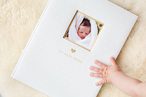 Little Blossoms Baby Keepsake Book, Baby Photo Album, Baby Memory Book, Gender-Neutral Gray Polka Dot