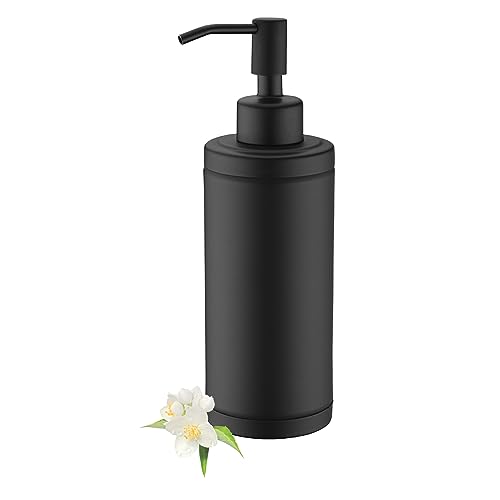 Black Soap Dispenser with Pump, Kmeino Stainless Steel Countertop Soap Dispenser Black Bottle 10 Oz, 300 ML Liquid Bottle for Kitchen Bathroom Hand Dish Lotion Dispenser