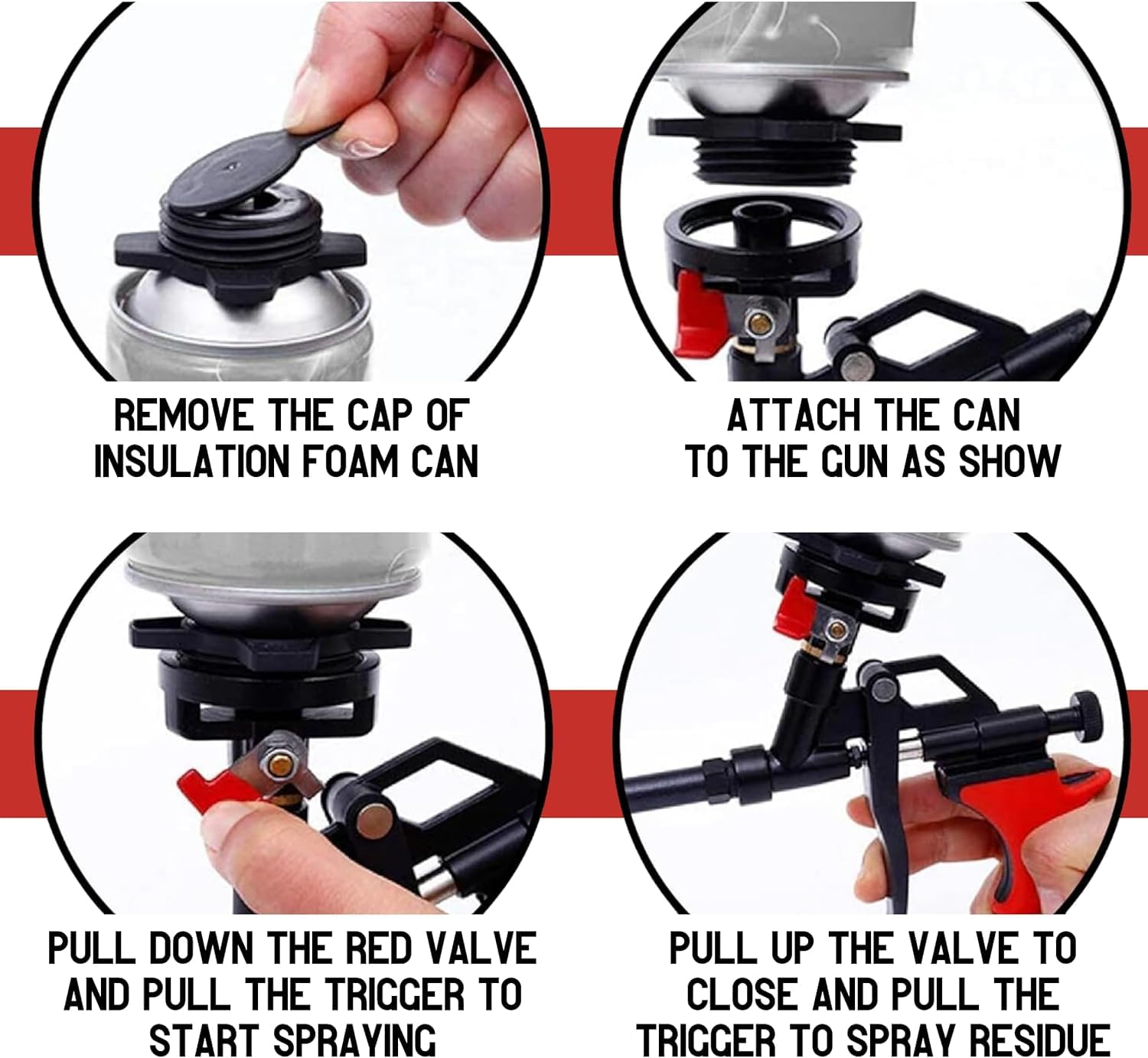 Pack of 2 Red Foam Gun β Heavy Duty PU Foaming Sealant Sprayer for Caulking and Insulation Professional Foaming Gun Spray Application for Filling and Sealing Caulking Gun