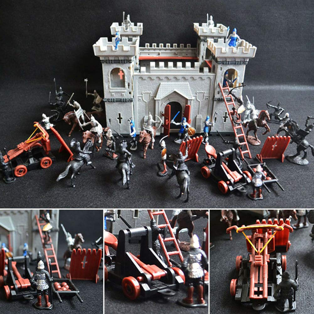 Medieval Castle Toy, Castles Knights Soldiers Model Kit Knight Figures Playset Fort Building Kit, DIY Assembled Castle Model Set, Playset Gifts(Type A)