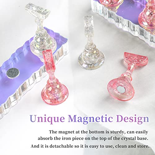 BQAN 2 Set Nail Holder for Painting Nails, Aurora Acrylic Nail Stand for Press on / Fake Nail Tips Training / Nails Display with 96 Pcs Reusable Adhesive Putty