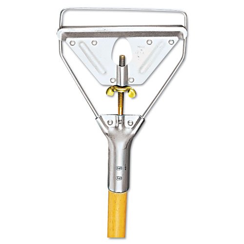UNS603 Screw Clamp Metal Head Wooden Mop Handle, #20 and Up, 1 1/8" Dia. x 63"
