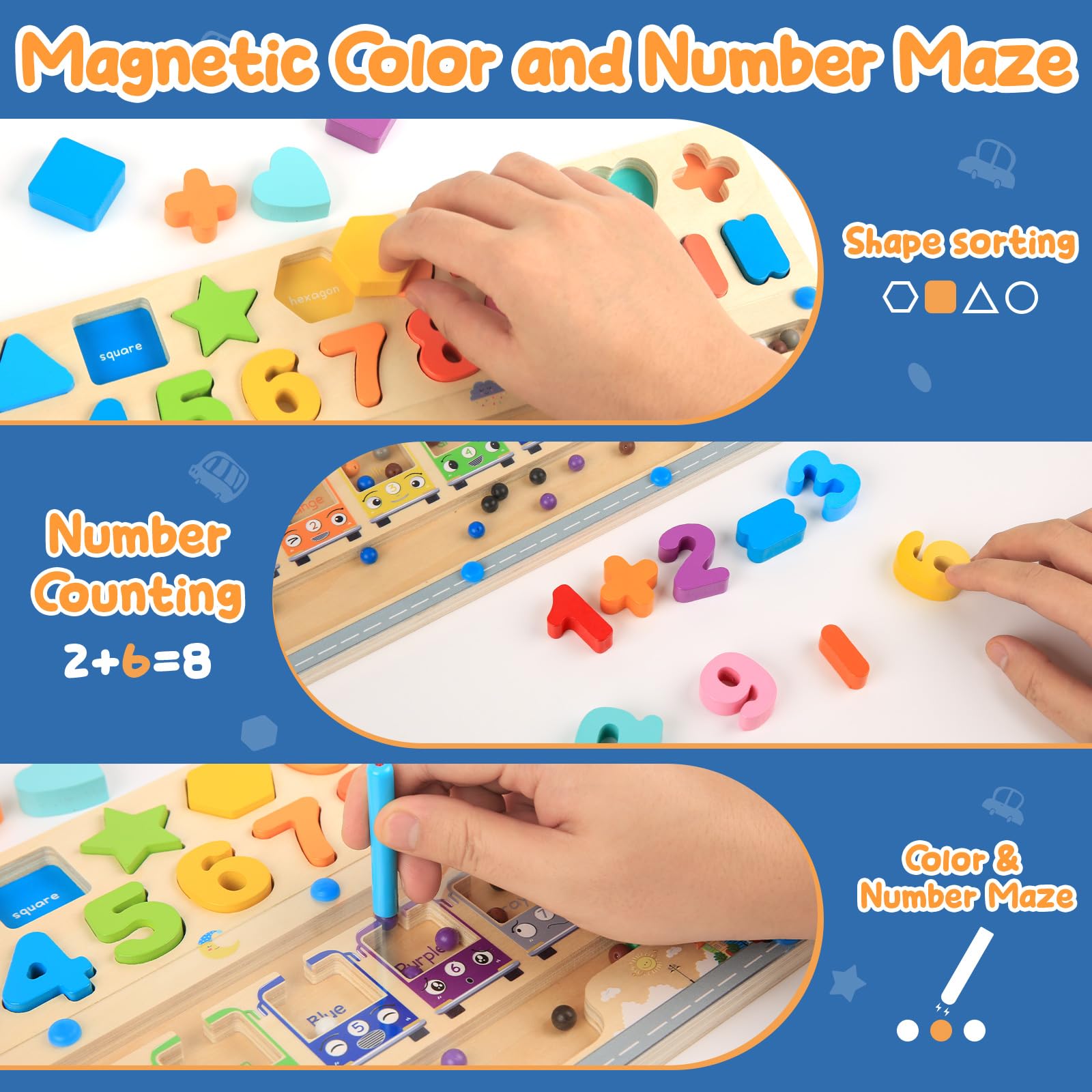 TeSabMi Montessori Screwdriver Board Set, Wooden Screw Driver Activities Tools Montessori Toys for 3 4 5 Year Old, Basic Skills Educational Sensory Learning Toy for Kids Toddlers Preschool