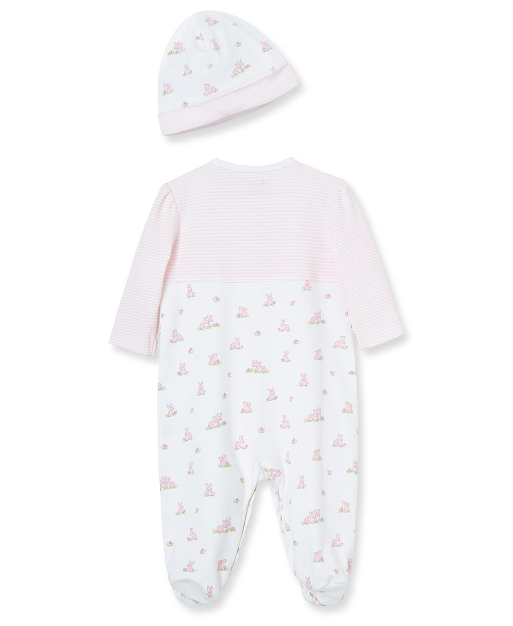Little Me Baby Clothes & Outfits - Girls One Piece Hat & Footed Sleeper Pajamas - Preemie , Baby Bunnies