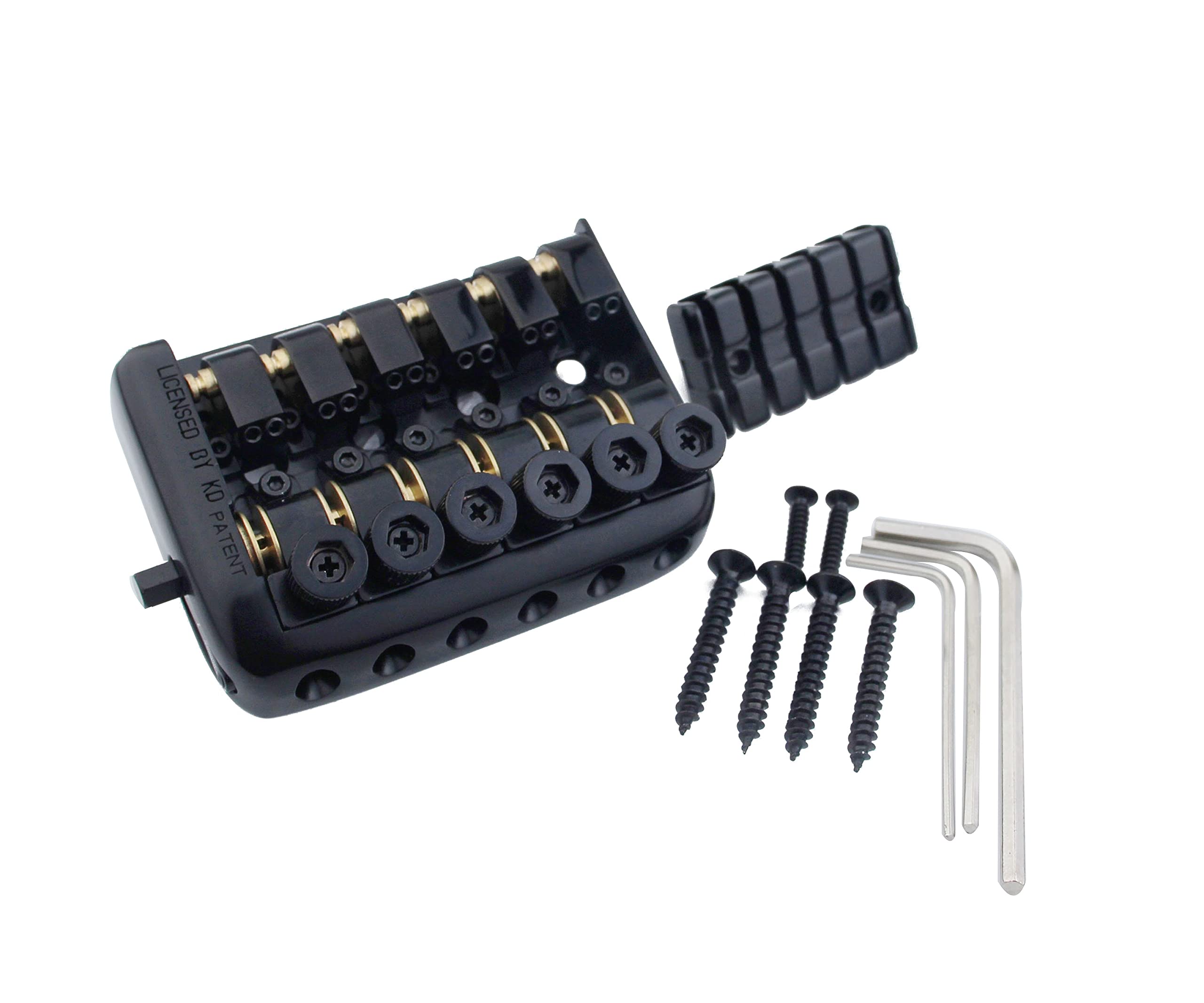 Guyker 6 String Saddle Headless Guitar Bridge Tailpiece With Worm Involved String Device for Headless Guitar Accessories Replacement Part W2004 Black