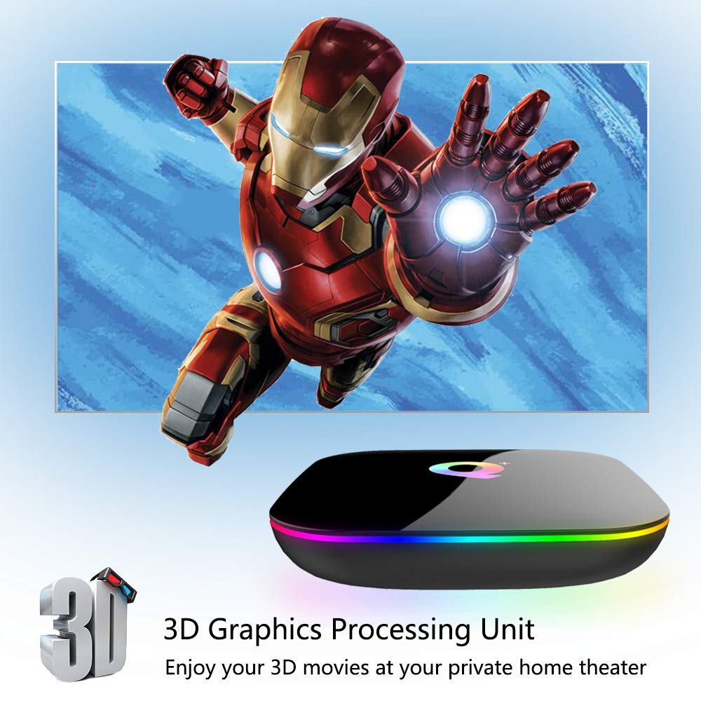 Android 9.0 TV Box, EVANPO Smart Box Android TV Player 4GB RAM 64GB ROM Quad Core Speed Support 3D/ 4K/ 6K Ultra HD/H.265/2.4GHz WiFi/USB 3.0/ HDR with Wireless Mini Keyboard