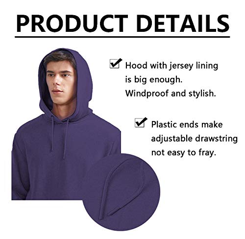 BETTERCHIC Men's Hooded Sweatshirt Long Sleeve Soft Brushed Fleece Hoody Classic Drawstring Pullover Hoodie (NAVY,XL