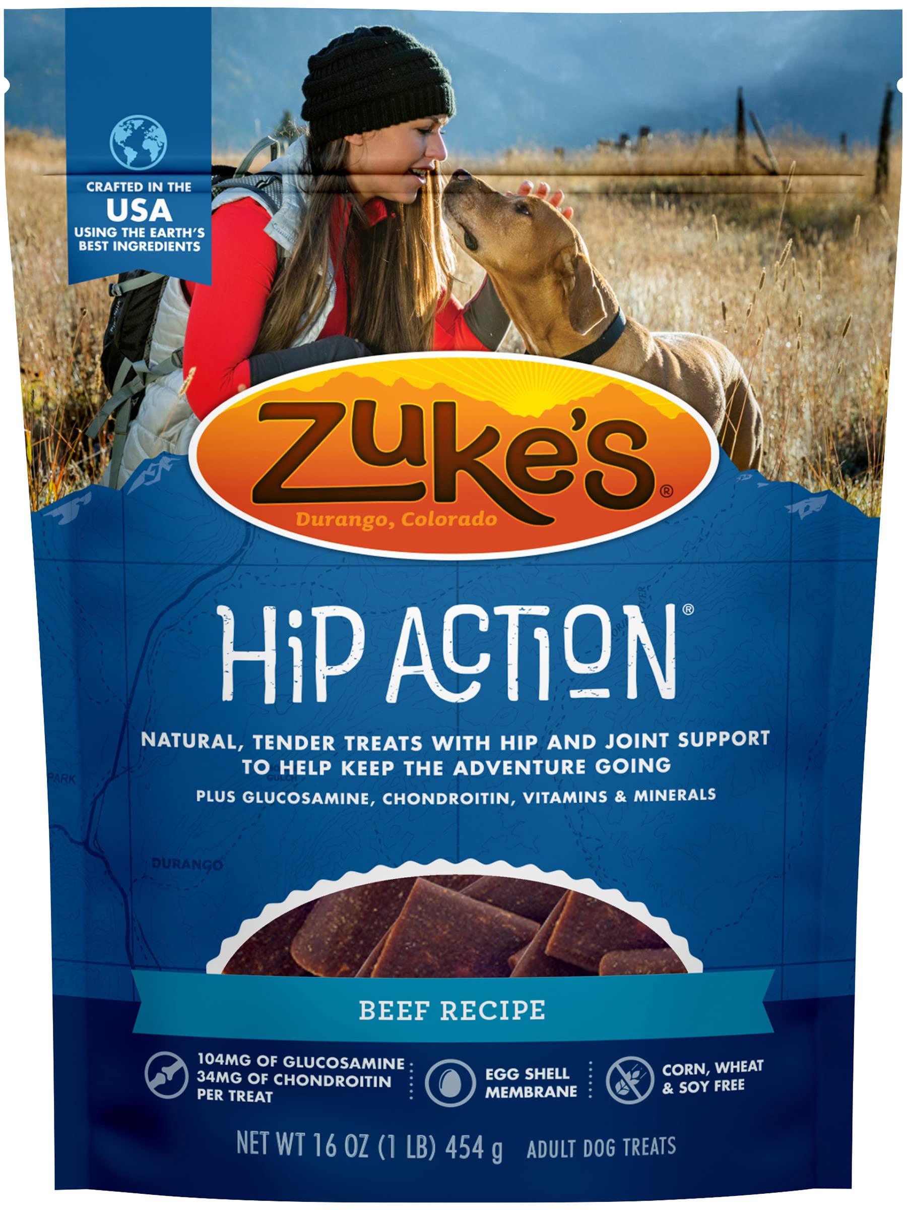 Zuke's Hip Action Hip & Joint Natural Dog Treats Crafted in The USA 16 Ounce (Pack of 4)