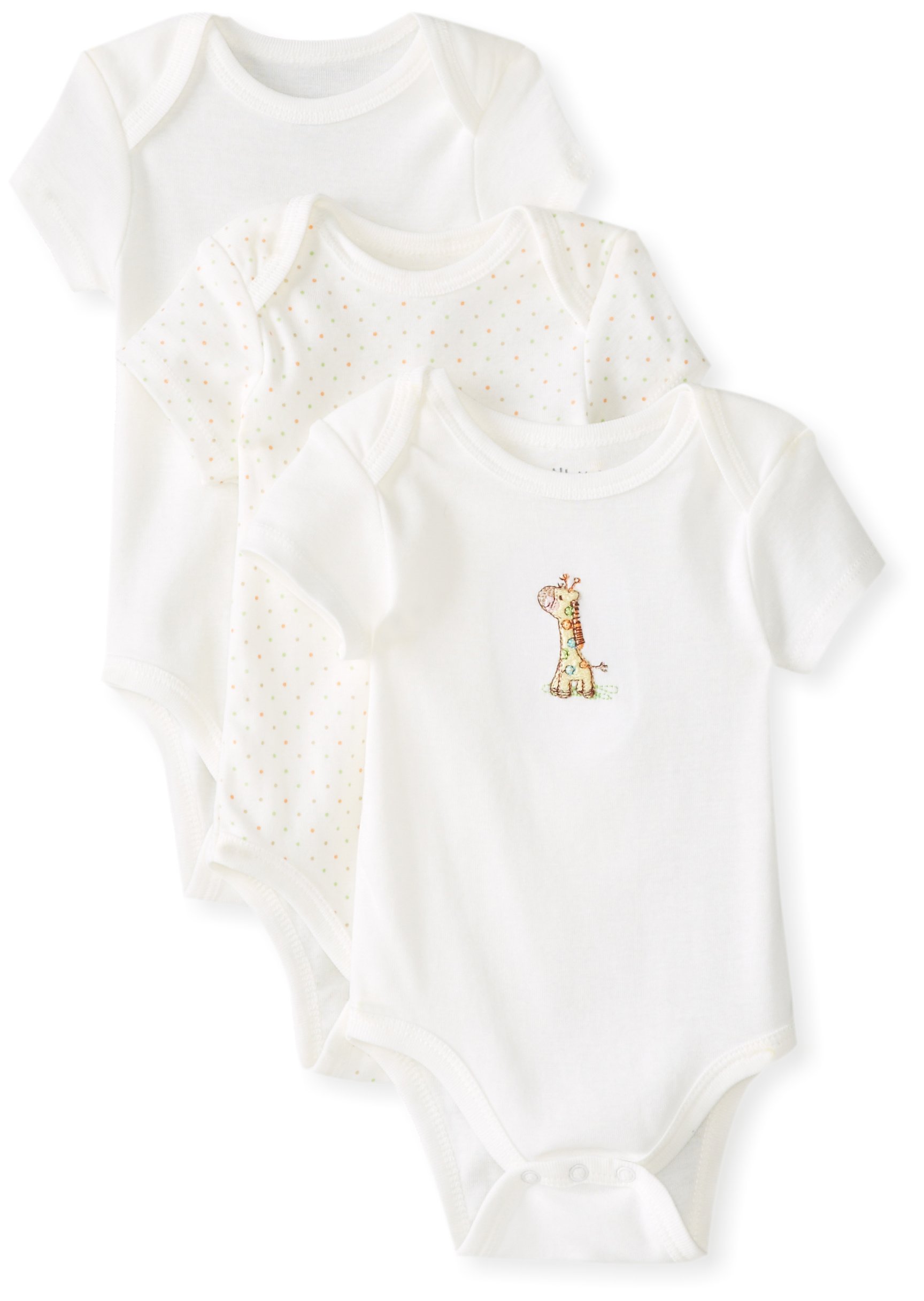 Little Me Unisex-Baby Newborn Giraffe 3 Pack Bodysuit, Ivory/Multi, Newborn
