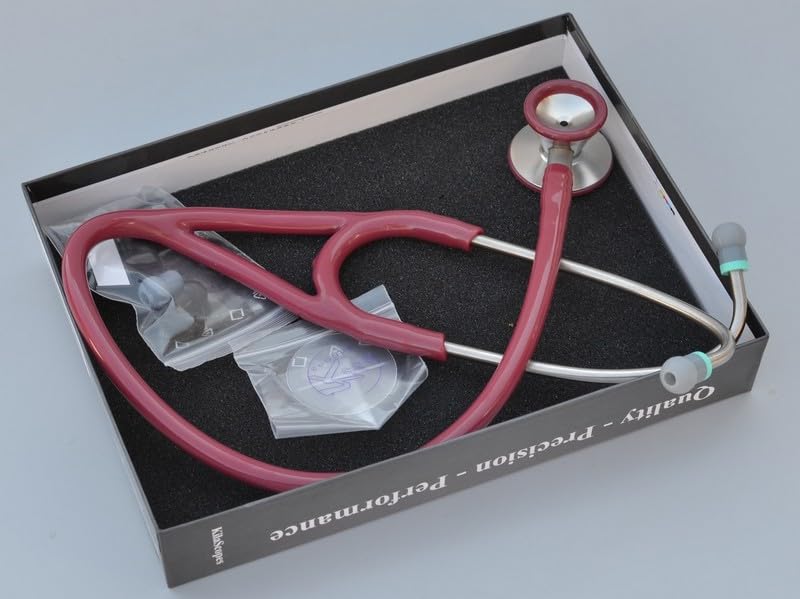 Kila Scopes Bell Stethoscope - Professional Dual Head Bell Cardiology & Diagnostic Stethoscope for Doctors and Nurses - with Accessories K770 Burgundy