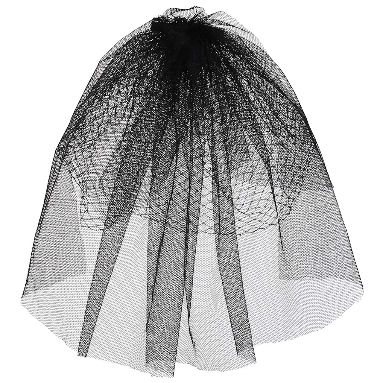 Ayliss Women Mesh Veils Bridal Birdcage Veil Short Wedding Face Veil with Clip Tulle Gothic Bride Halloween Costume Veil (Black)