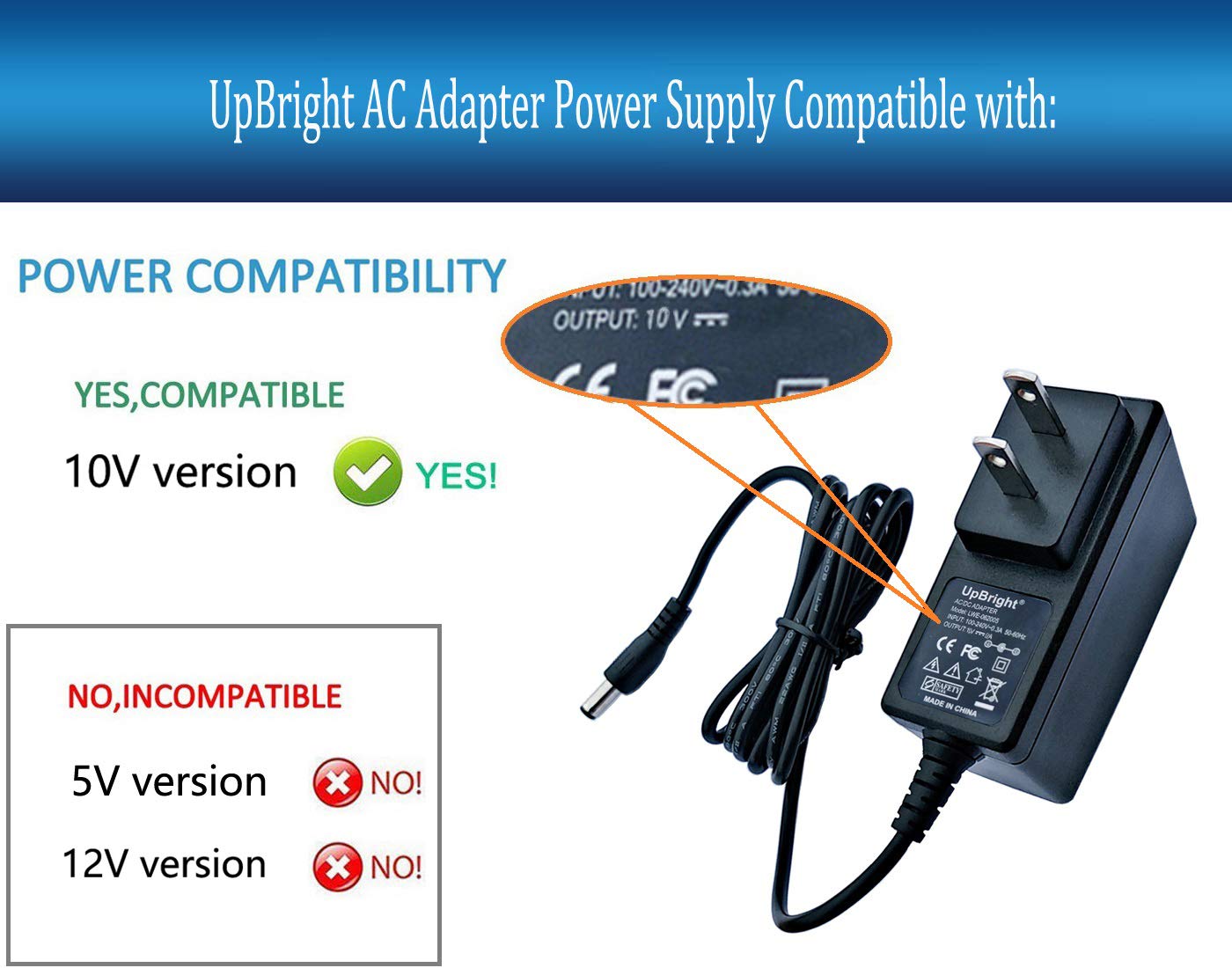 UpBright 10V AC/DC Adapter Compatible with Dogtra Super-X 3502NCP ARC 1900S 1902S EDGE 2300NCP 2500T&B 3500NCP Collar HK-AJ-100A150-US BC10V1500/5.5 SBC10V1500 5.5 SBC10V2000 5.5 BC10V2000/5.5 Charger
