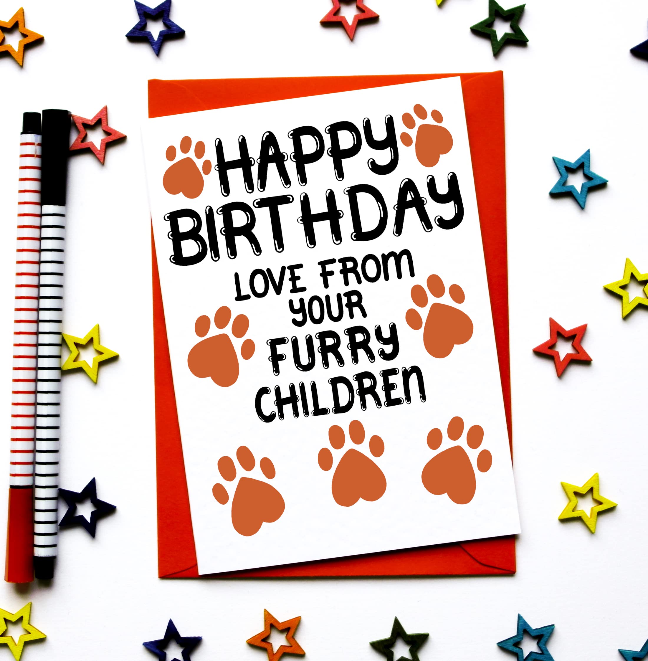 Birthday Card Love From Furry Children, Pets, Dogs, Cats, Animals, Fur Babies For Mom, Dad
