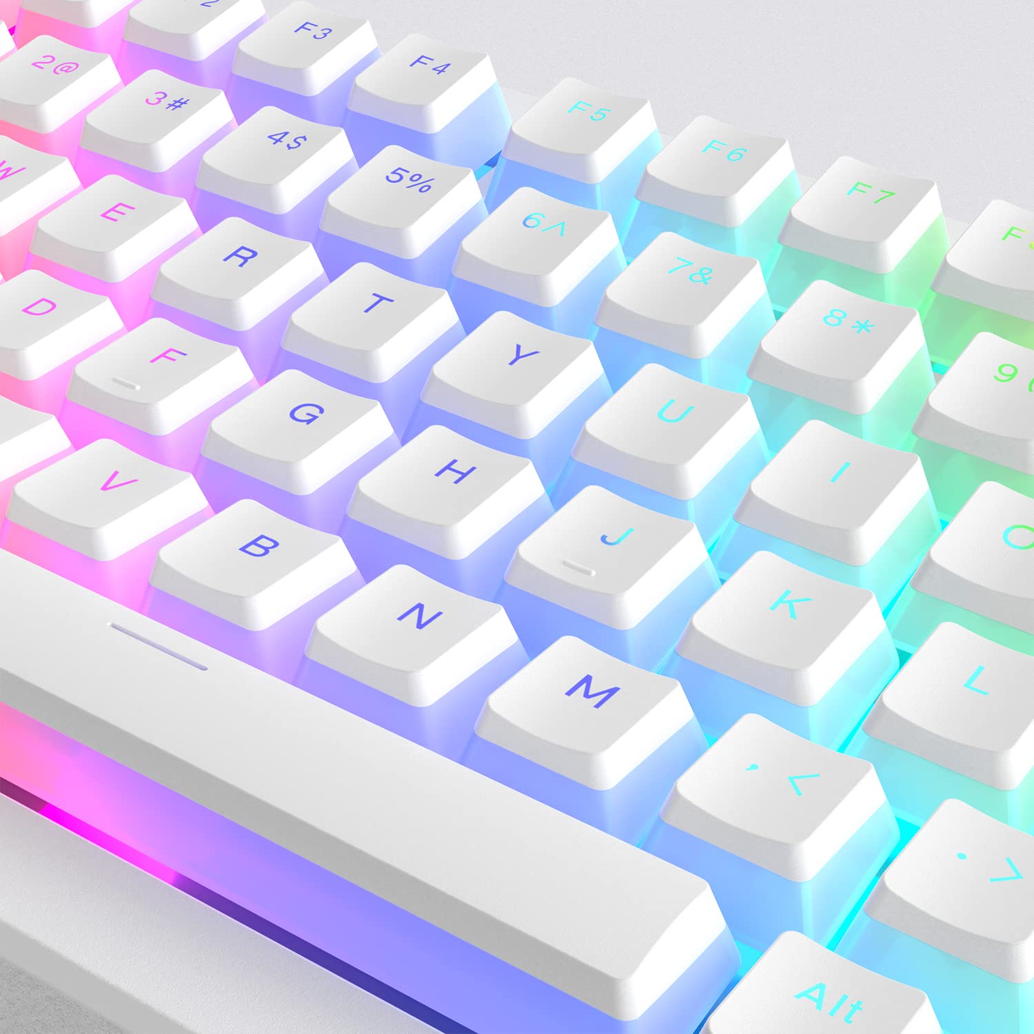 Womier Pudding Keycaps, PBT Keycaps 165 Keys Set Custom Keycap Set, Shine Through Keycaps OEM Profile, Universal Compatiability for 100%, 75%, 65%, 60% Keyboard-White