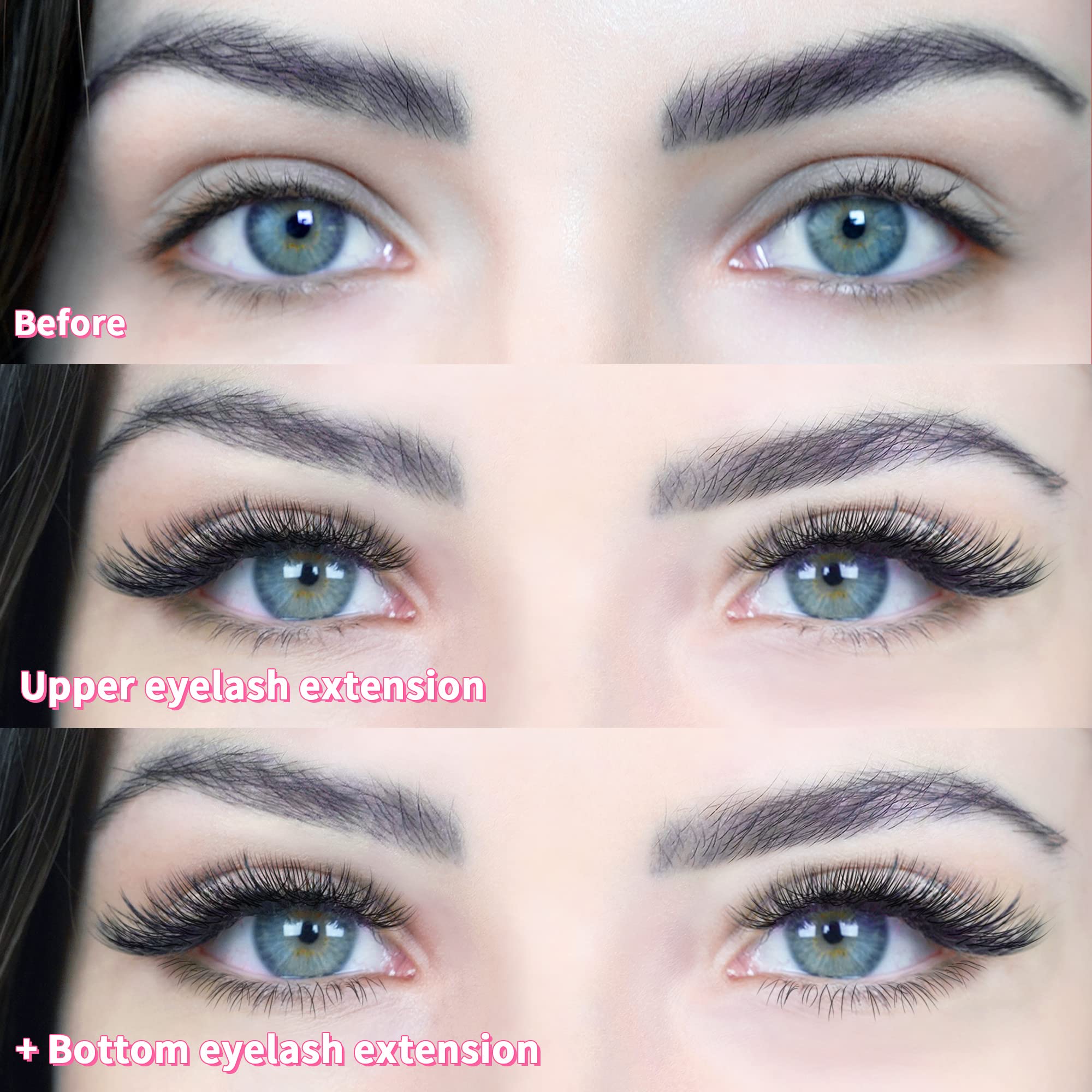 Beauty7 Mixed Volume Under Bottom Lower Individual False Eyelash Extension Tray Matte Synthetic Mink Curl J 0.15mm Thickness 5/6/7mm Length