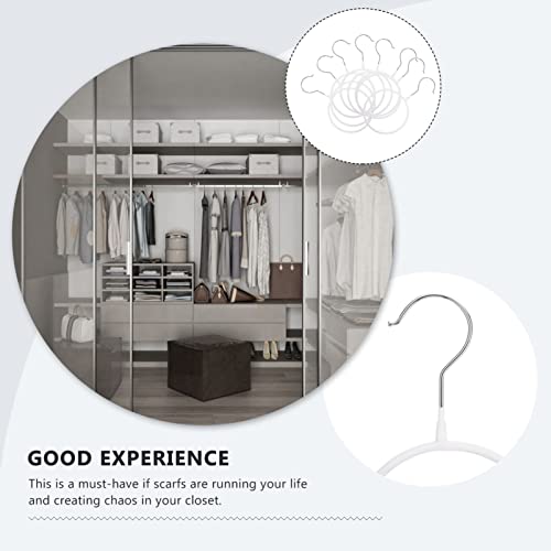 Cabilock 24pcs Circle Shawls Organizing Steel and for Organizer Hanger Wardrobe Belt Bathroom Save Neckties, Saver Pashminas Scarves, Clothes White Non Rack Scarf Clo Accessories