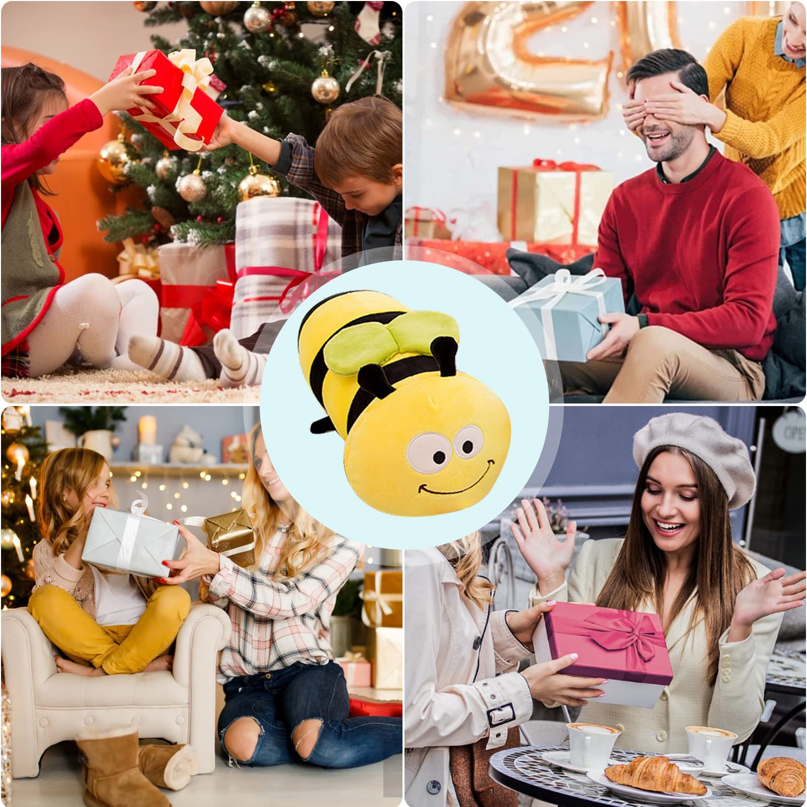 CHELEI2019 17.7" Bee Stuffed Animal,Soft Yellow Bumble Bee Hug Pillow Plush Doll,Gift for Kids