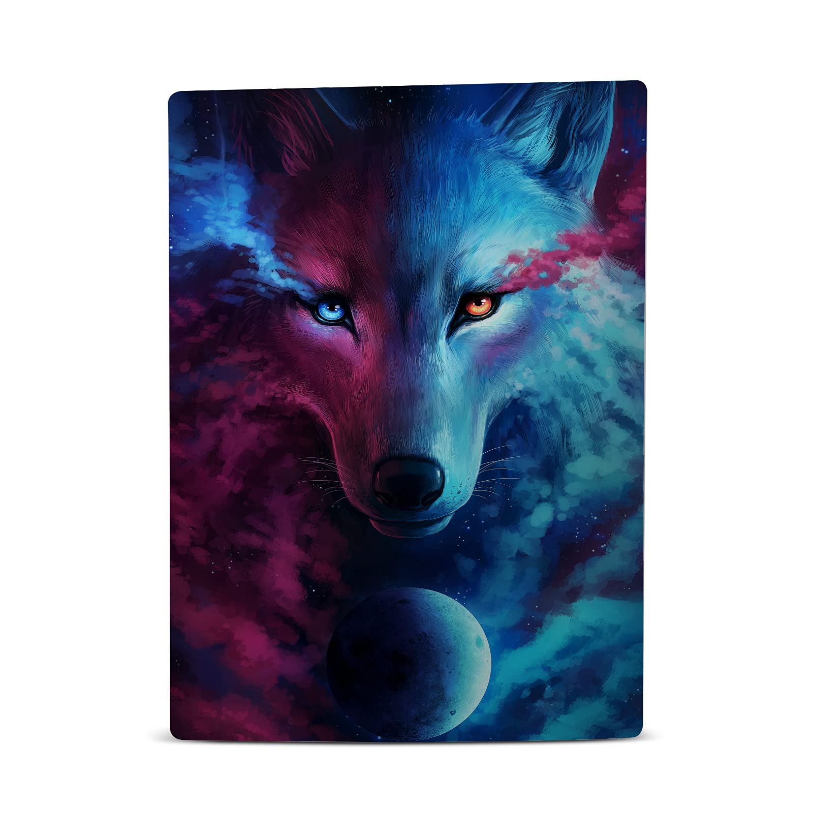 Head Case Designs Officially Licensed Jonas "JoJoesArt" Jödicke Wolf Galaxy Art Mix Vinyl Faceplate Gaming Skin Decal Compatible With Sony PlayStation 5 PS5 Disc Edition Console & DualSense Controller